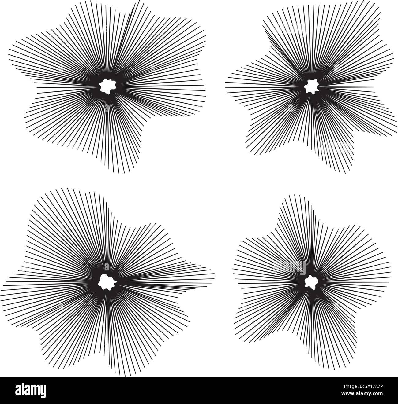 vector abstract radial bursts. black star explosion isolated on white ...