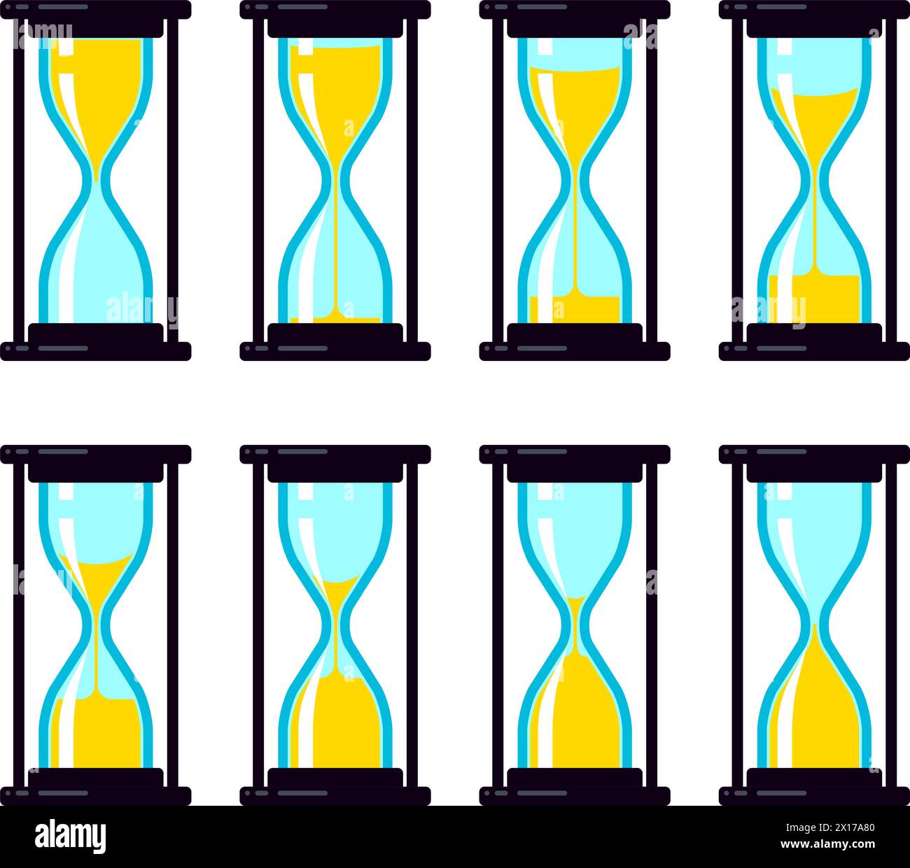 vector collection of abstract hourglass clock colorful symbols isolated ...