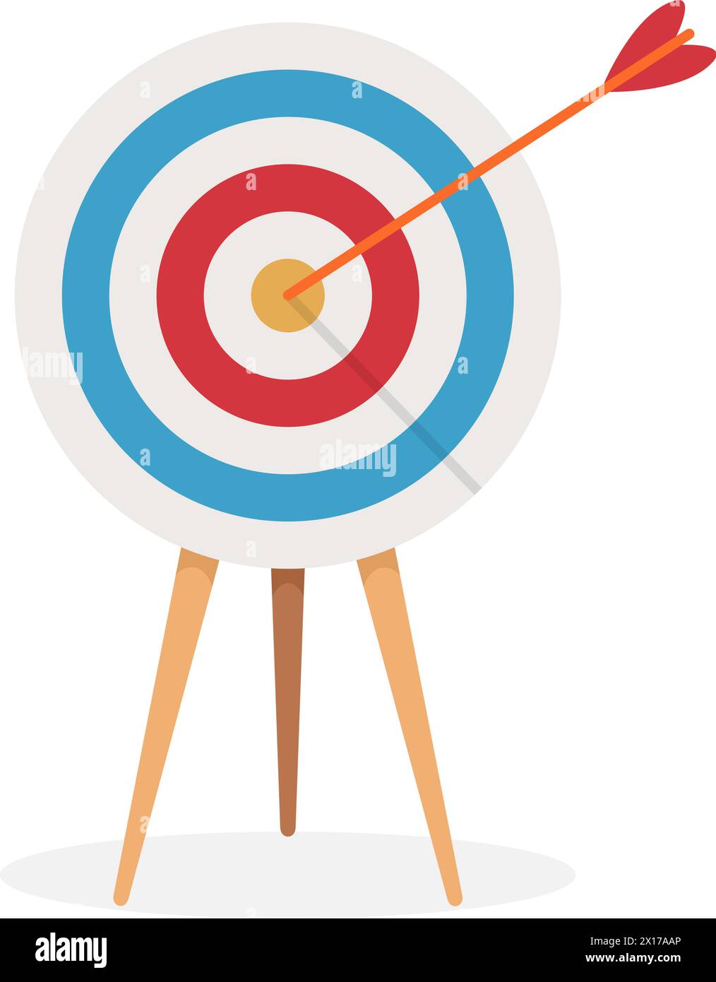 vector target with arrow, on a tripod, isolated on white background. arrow hits the target. goal ...