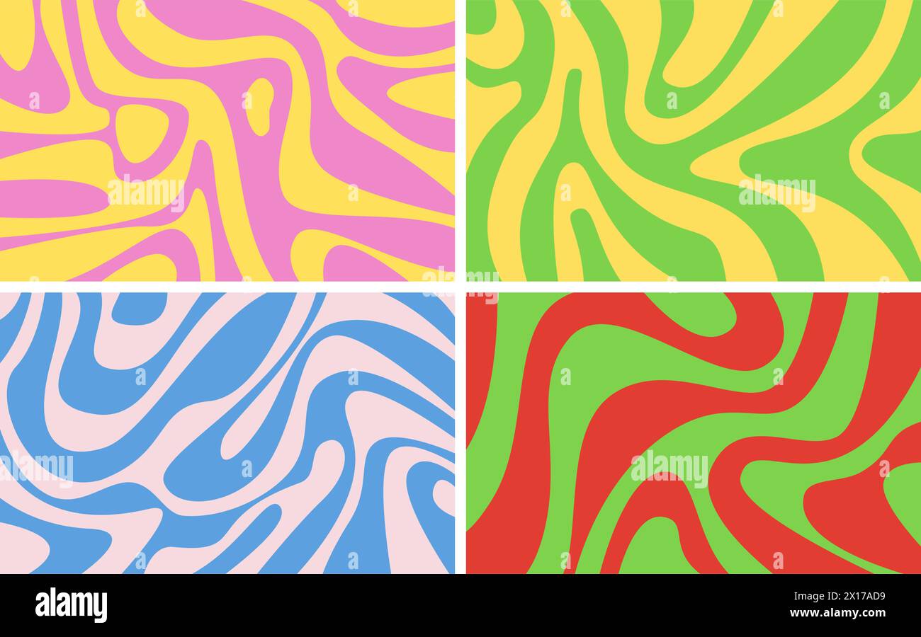 vector abstract background with colorful horizontal waves. 60s, 70s trendy psychedelic retro ...