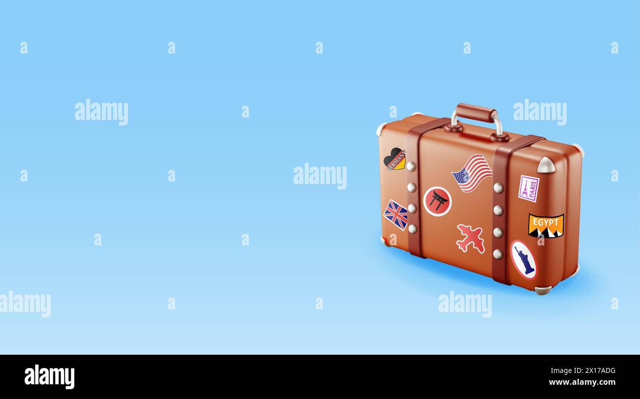 3D vintage old travel suitcase isolated Stock Vector Image & Art - Alamy