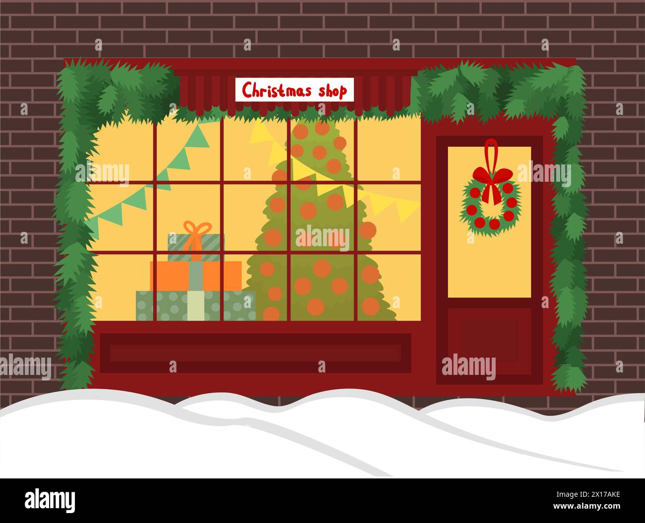 Shop snow exterior facade Stock Vector Images - Alamy