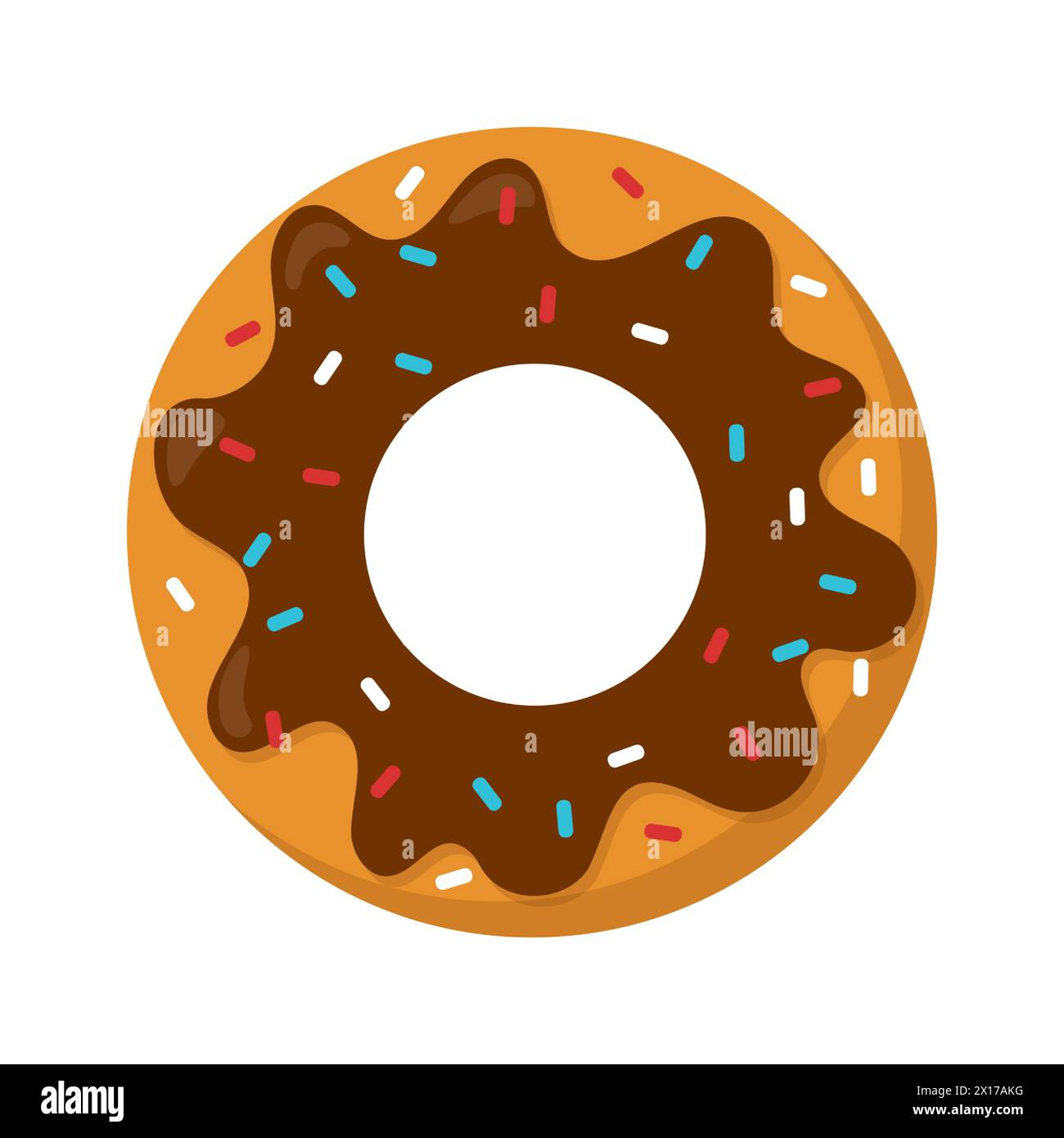 Sweet dessert donut with chocolate frosting and rainbow sprinkles ...