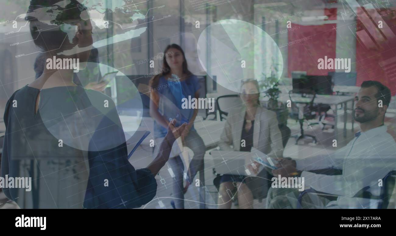 Image of data processing over group of diverse people Stock Photo - Alamy