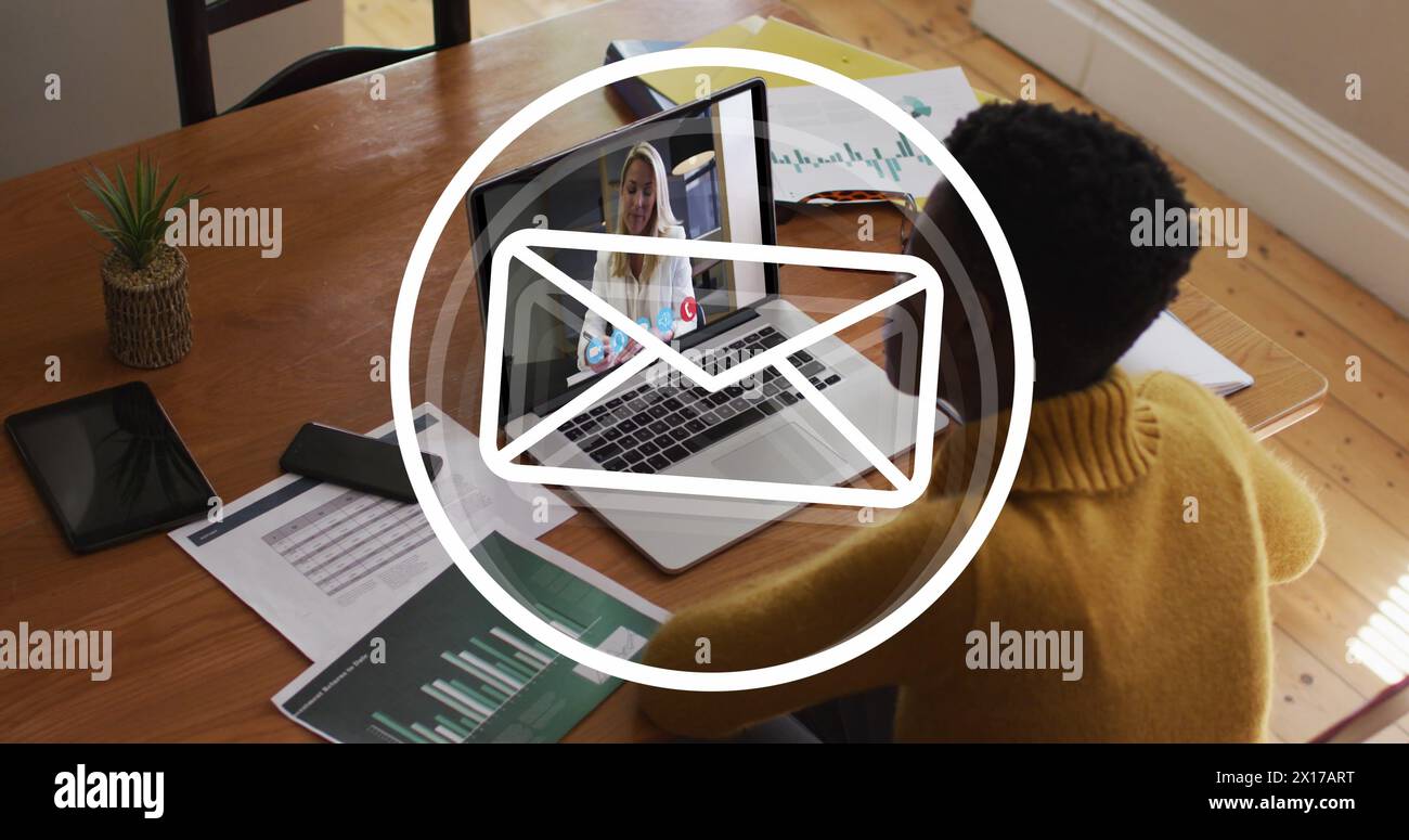 Image of network of connections over rotating shipyard Stock Photo - Alamy