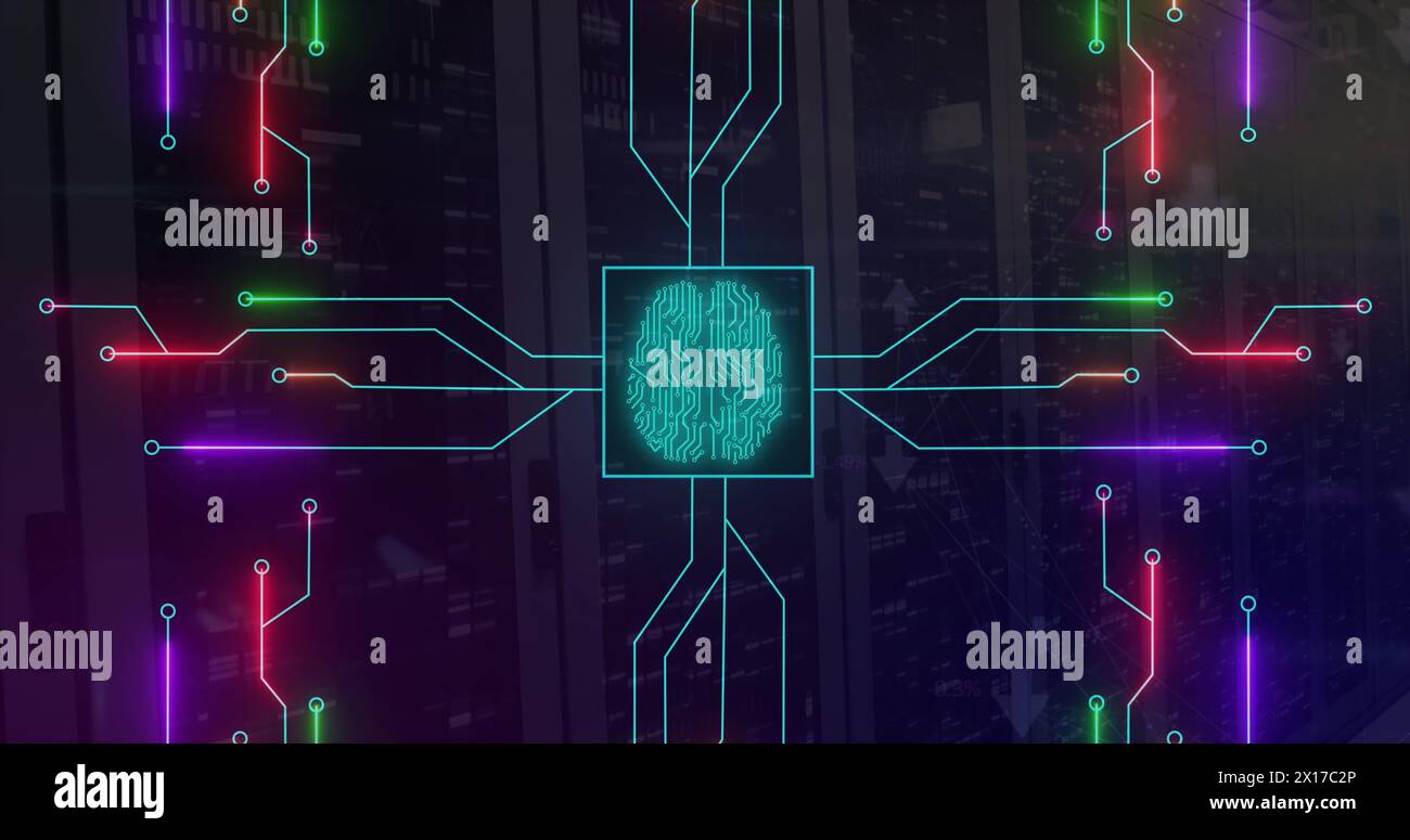 Animation neon brain network connections hi-res stock photography and ...