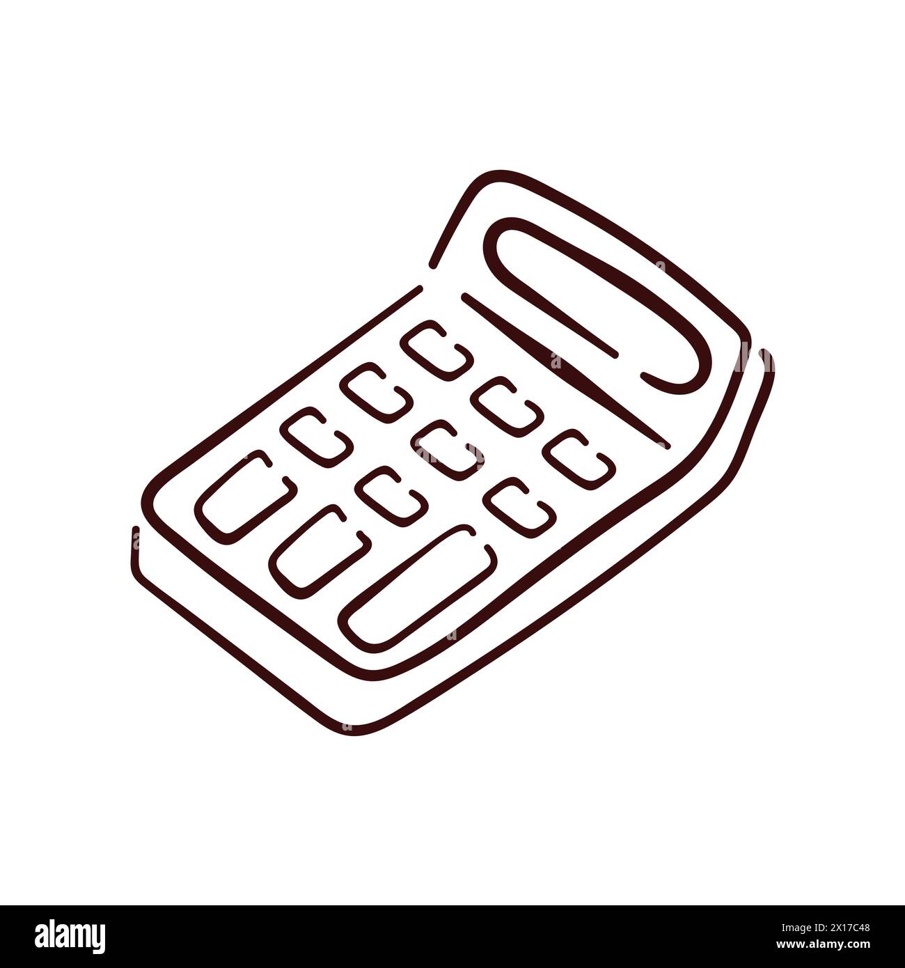 Calculator icon in doodle style. An accounting or school study tool ...