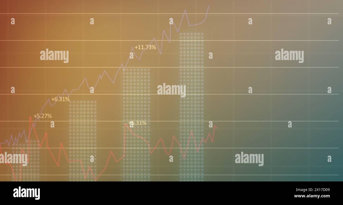 Image of statistics and financial data processing over grid Stock Photo - Alamy