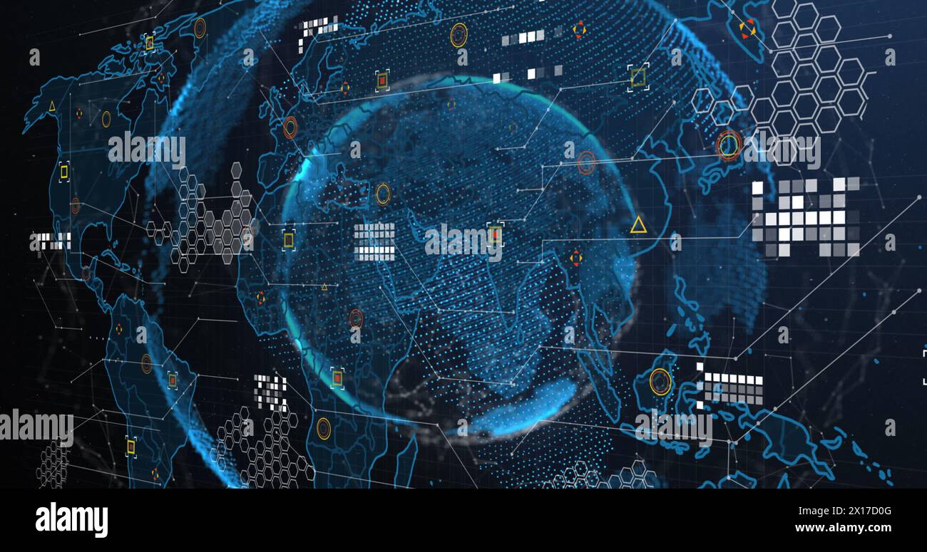 Network connections against world map hi-res stock photography and ...