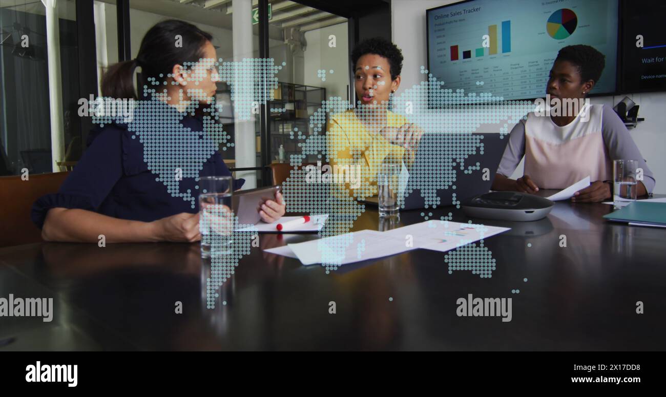 Business people discussing world map hi-res stock photography and ...