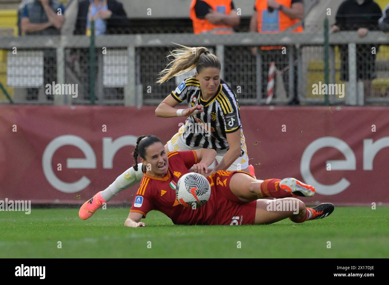 Rome, Italy. 15th Apr, 2024. Viola Calligaris (Juventus Women); Evelyne ...