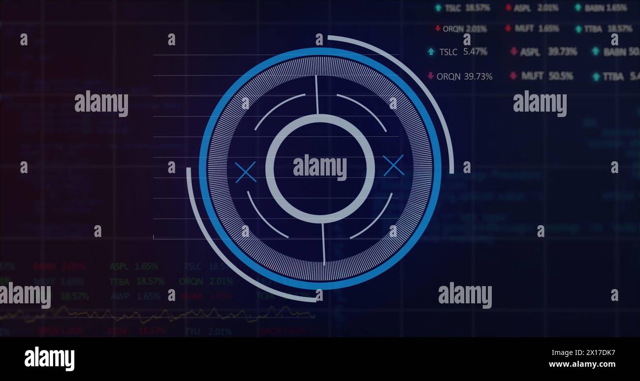 Image of scope scanning and financial data processing Stock Photo - Alamy