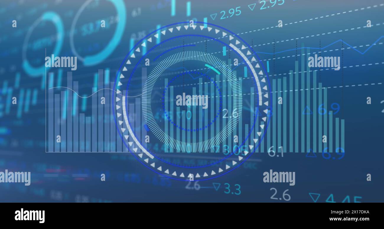 Image of scope scanning and financial data processing Stock Photo - Alamy