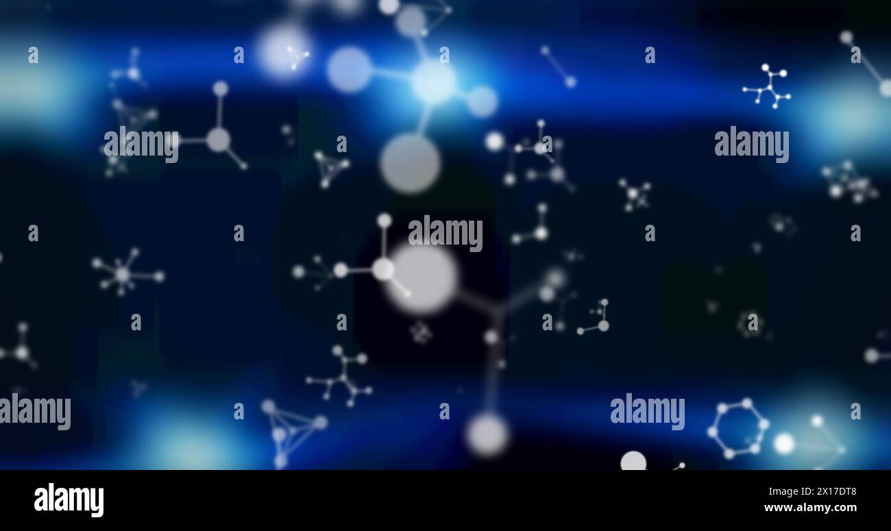Image of white molecules floating on blue background Stock Photo - Alamy