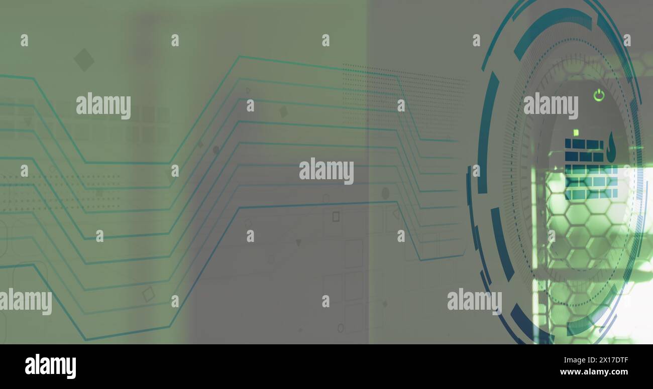 Image of firewall icon in circle over data server system Stock Photo ...