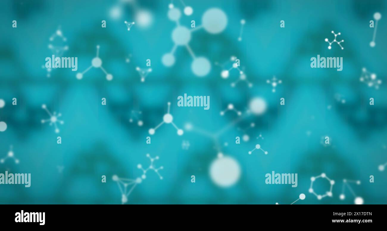 Image of white molecules floating on blue background Stock Photo - Alamy