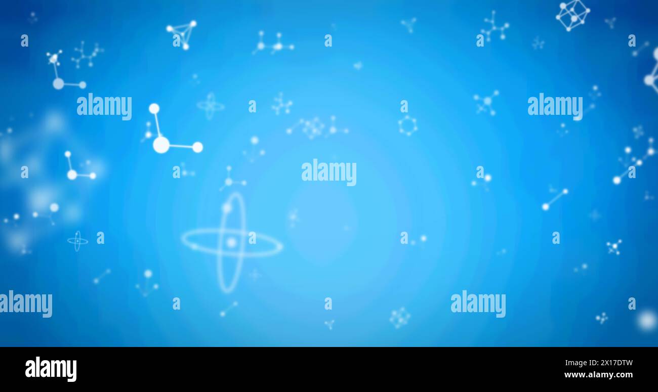 Image of white molecules floating on blue background Stock Photo - Alamy