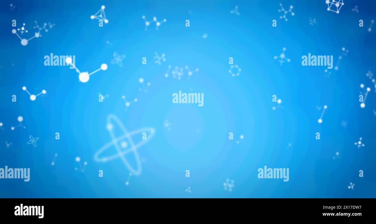 Image of white molecules floating on blue background Stock Photo - Alamy