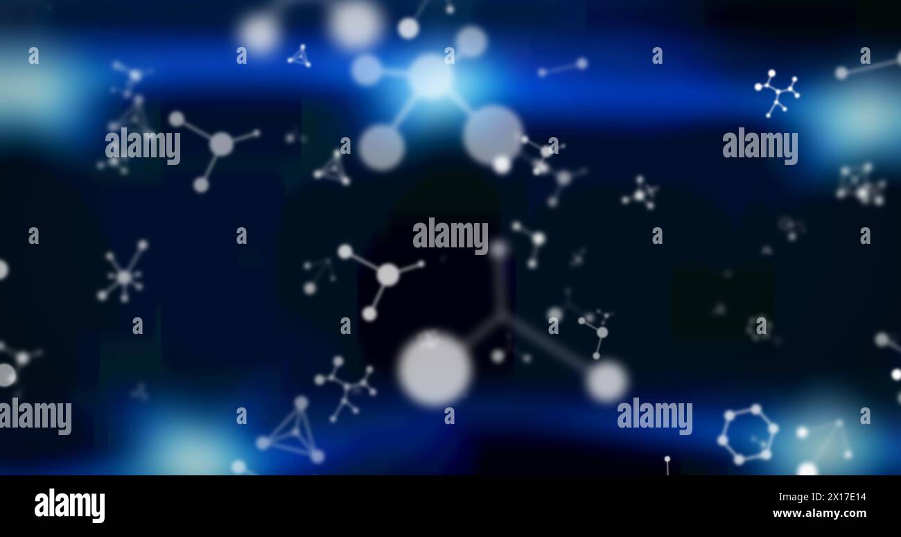 Image of white molecules floating on blue background Stock Photo - Alamy