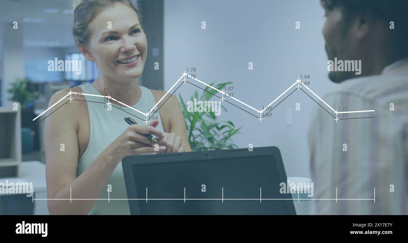 Image Of Data Processing Over Diverse Male And Female Colleagues