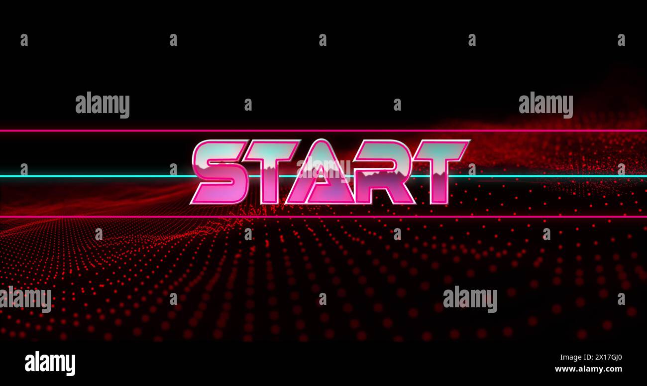 Image of start text in metallic pink letters with lines over mesh Stock ...