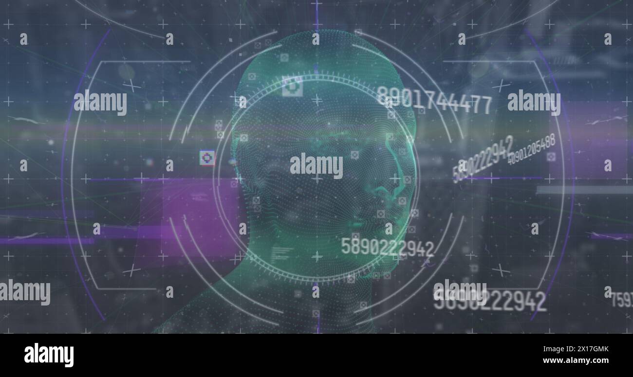 Image of three dimensional human model rotating with digital numbers ...