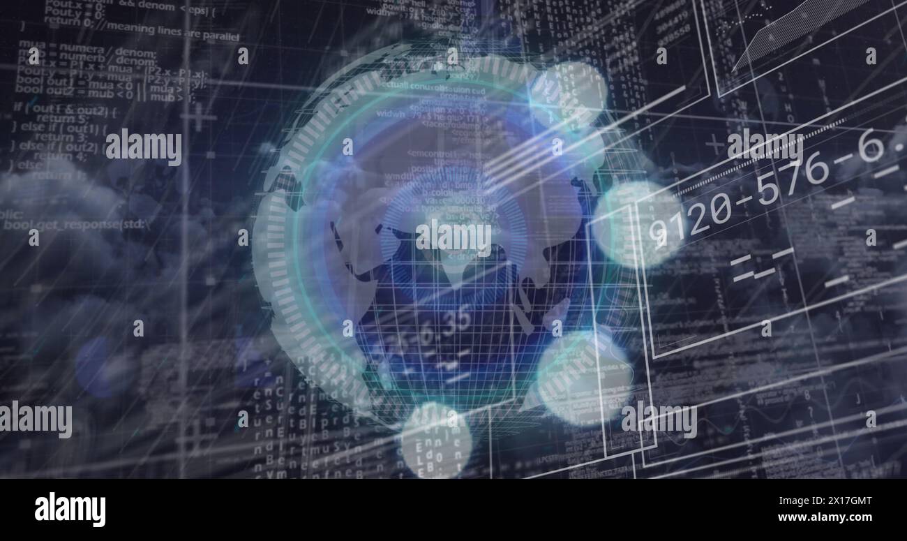 Animated multiple exposure of globe and rapid changing data with clouds ...