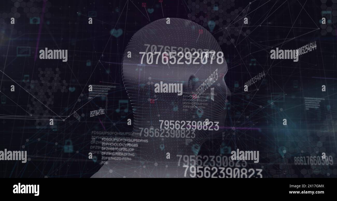 Image of three dimensional human model rotating with numbers and ...