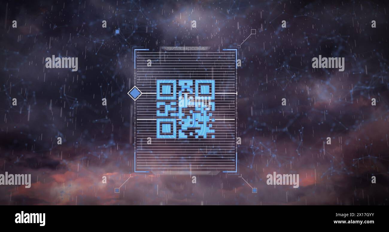 Animation qr code over network hi-res stock photography and images - Alamy