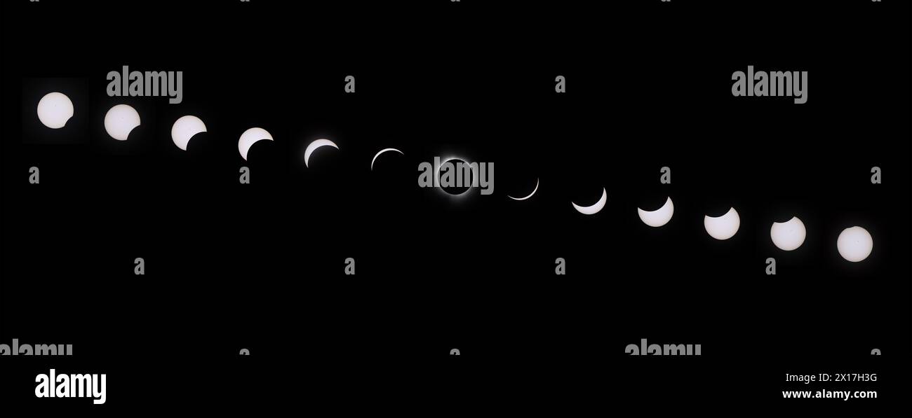 Total Solar Eclipse 2024 Composite with phases Stock Photo - Alamy