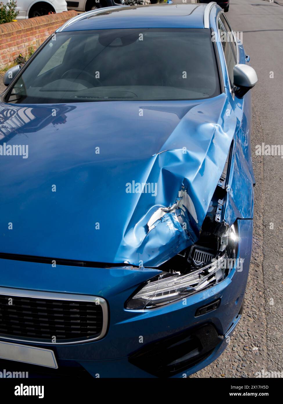 Car broken accident blue Stock Photo - Alamy