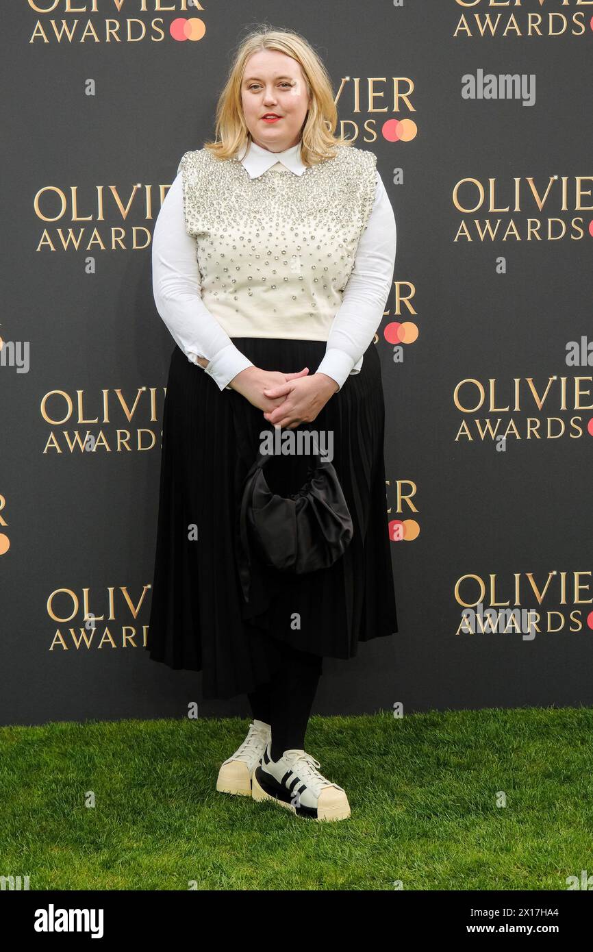 Marg Horwell photographed arriving at the Olivier Awards 2024 with ...