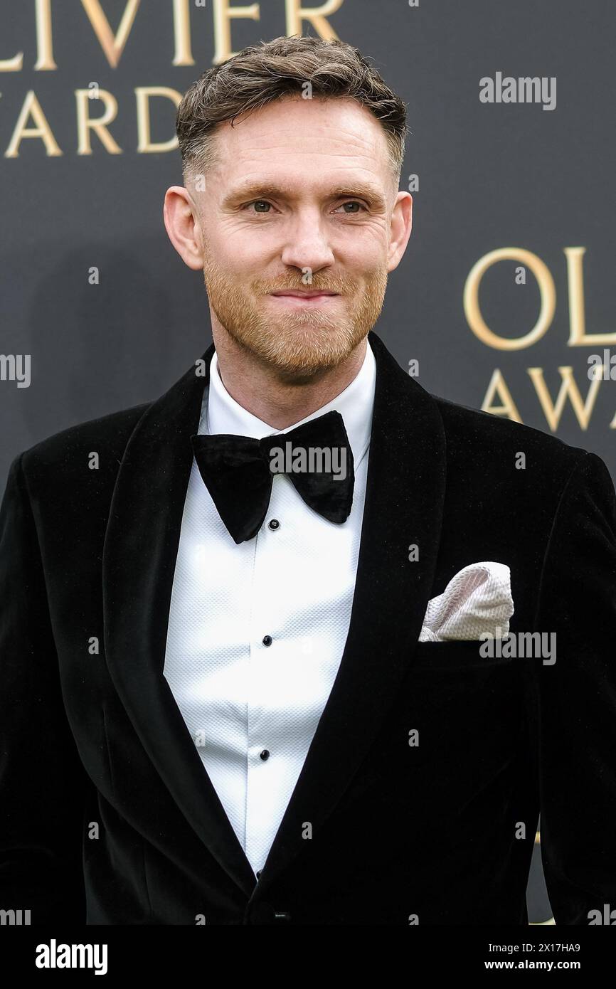 Matt Bird photographed arriving at the Olivier Awards 2024 with ...