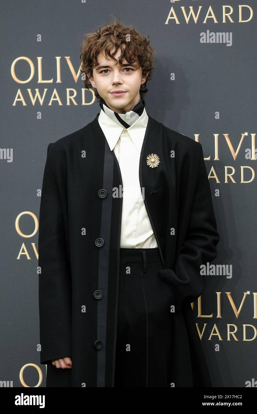 Jack Wolfe photographed arriving at the Olivier Awards 2024 with ...