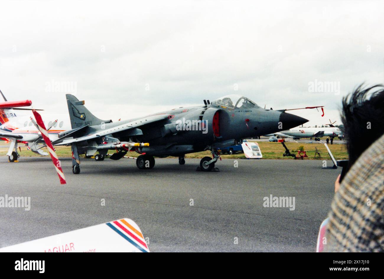 British Aerospace Sea Harrier FRS1 ZA195 at Farnborough International ...