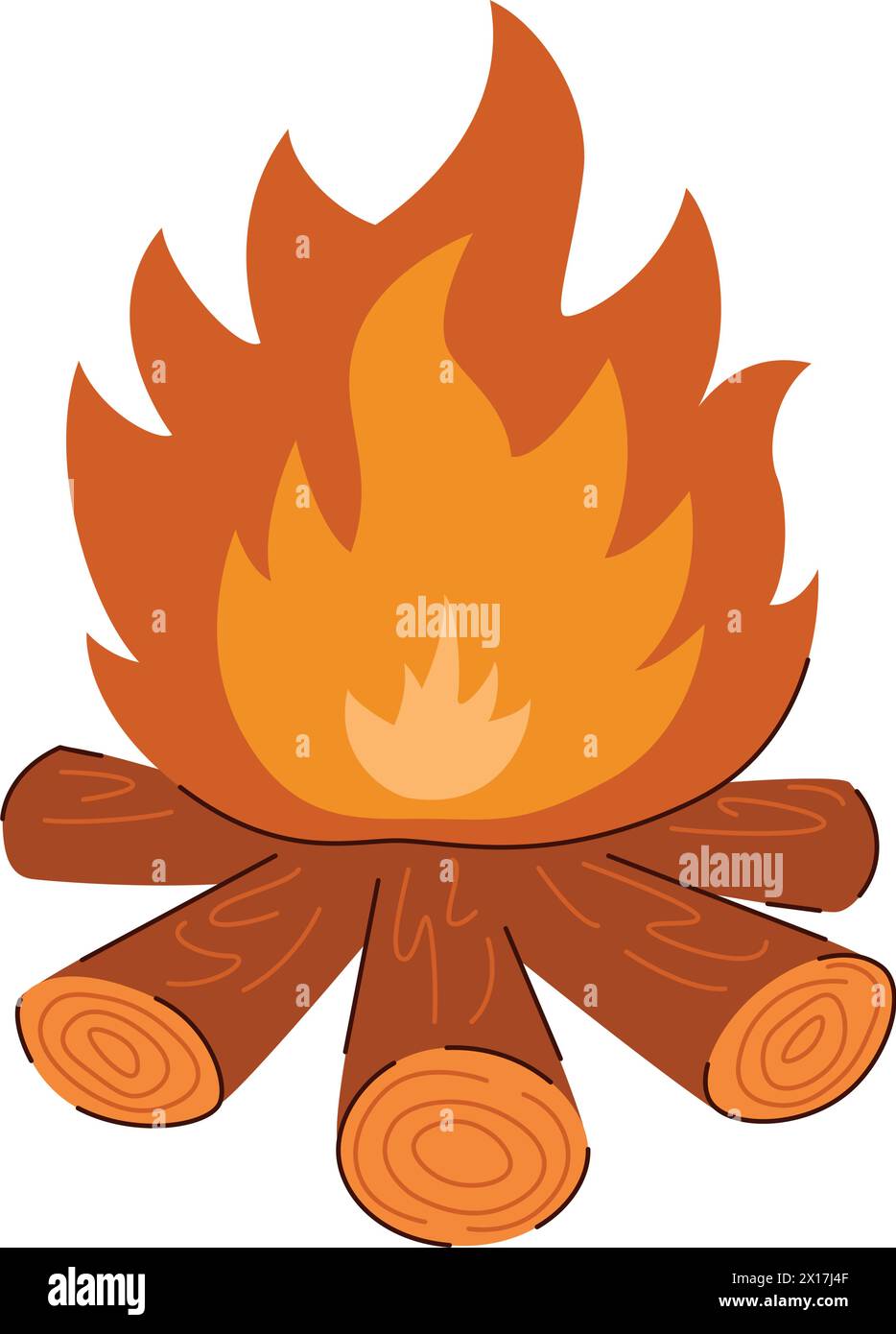 Cartoon illustration of a campfire, stacked firewood Stock Vector Image ...