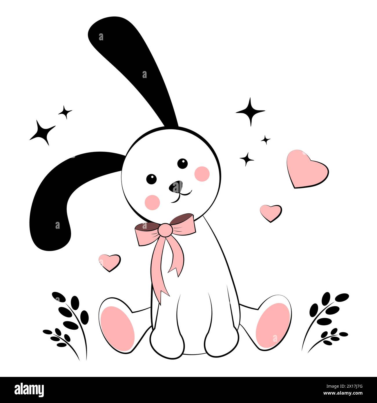 Bunny with a bow on a white background Stock Vector Image & Art - Alamy