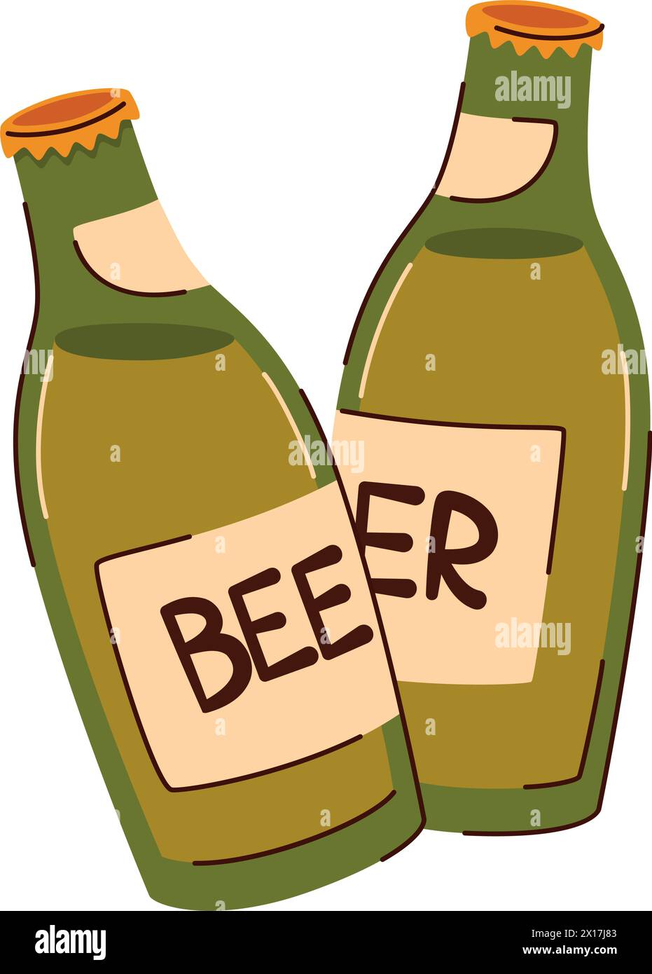 cartoon illustration of a two bottles drink art of beer cheers Stock ...