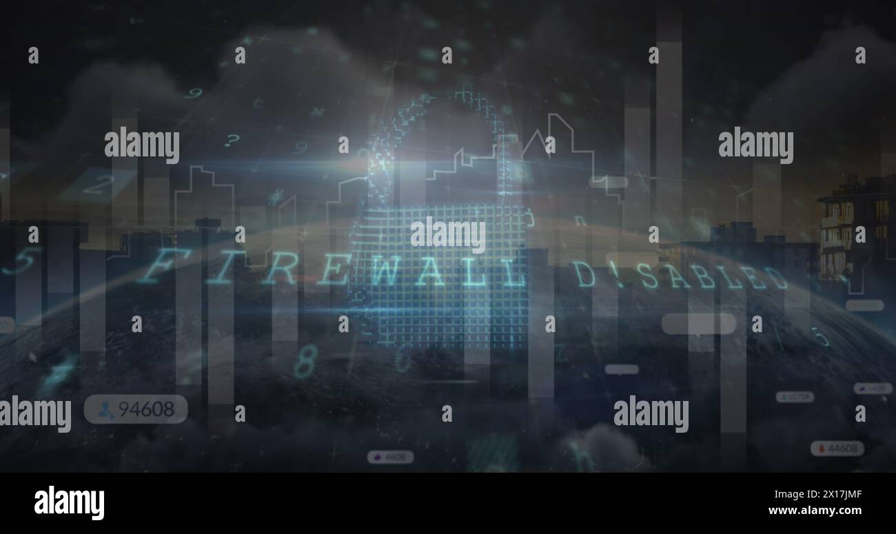 Image of icons and data processing over cityscape Stock Photo - Alamy