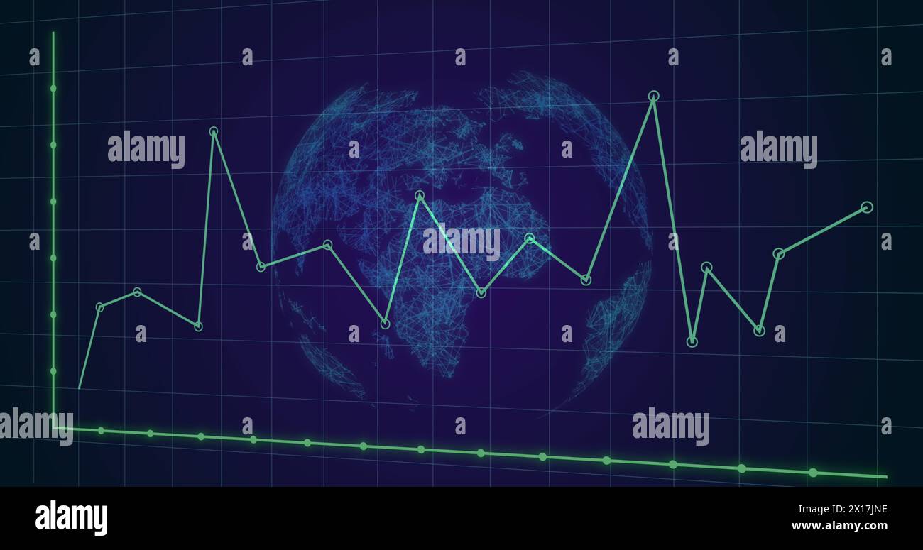 Image of globe over data processing Stock Photo - Alamy