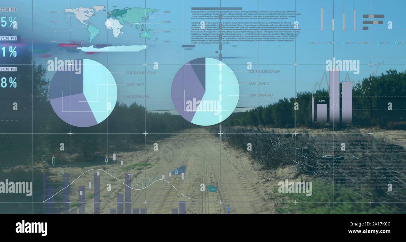 Animation world map over landscape hi-res stock photography and images - Alamy