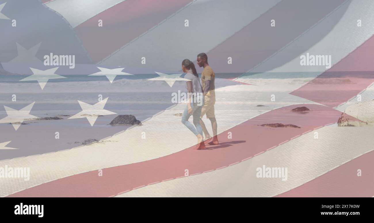 American flag on beach hi-res stock photography and images - Alamy