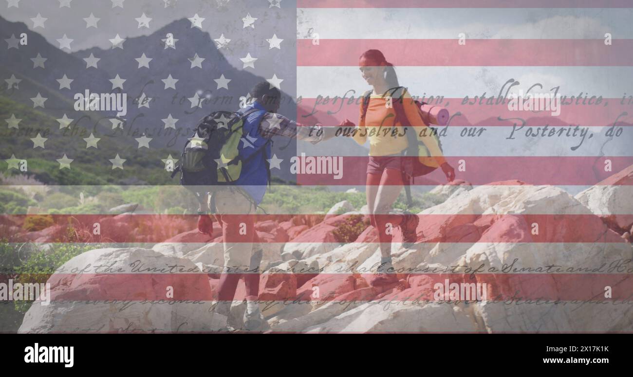 Animation american flag over couple hi-res stock photography and images ...