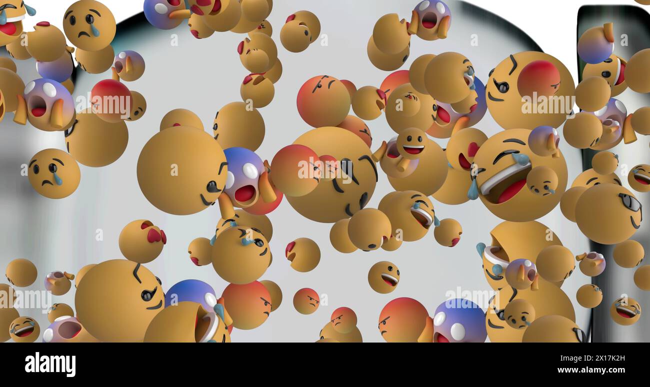 Digital animation multiple emojis falling hi-res stock photography and ...