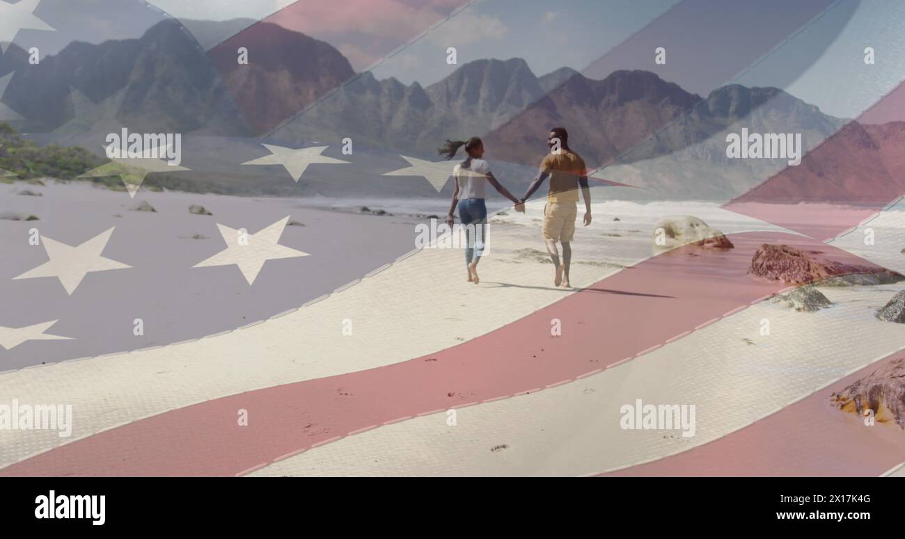 American flag on white sand beach hi-res stock photography and images ...