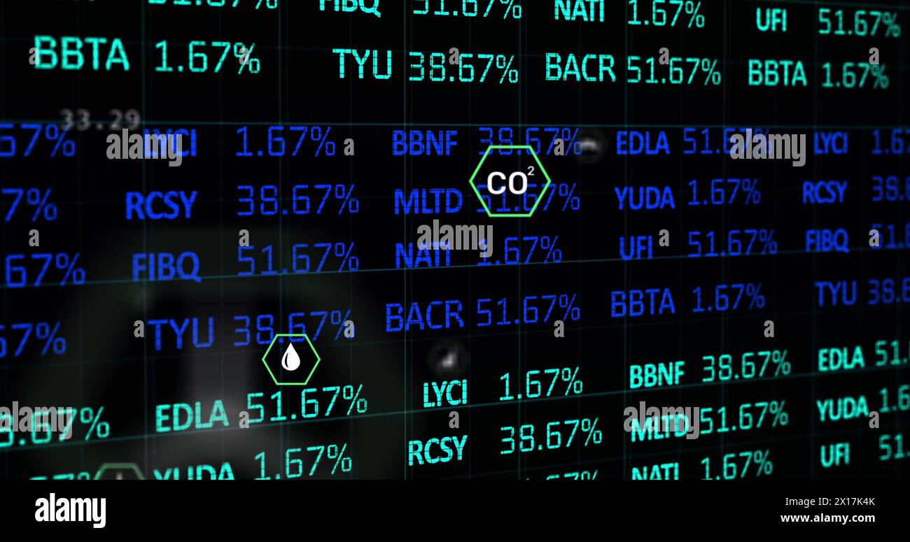 Image of network of eco and environmentally friendly icons over data ...