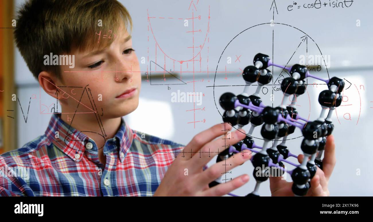 Animation mathematical formulae over smiling hi-res stock photography ...