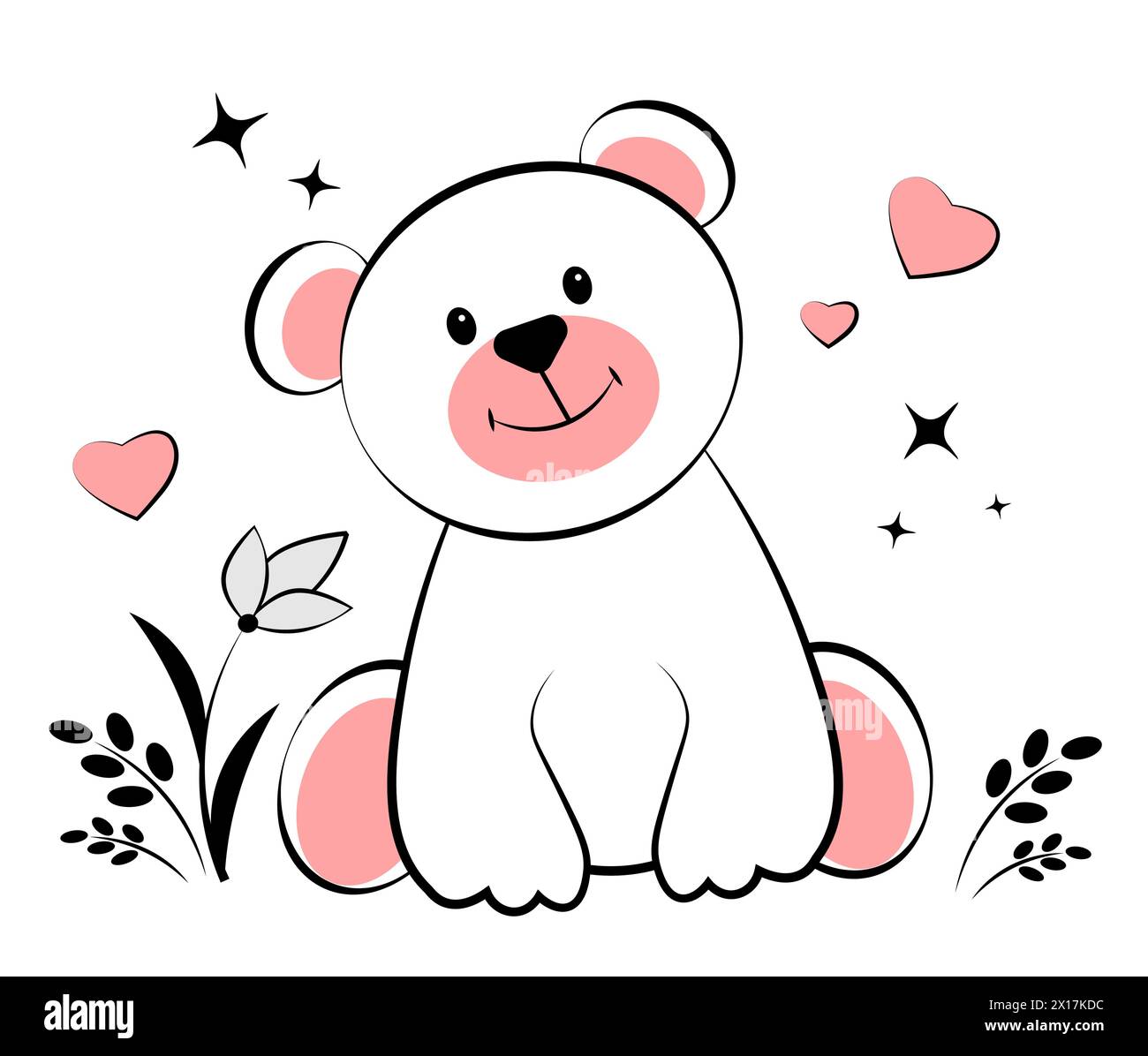 Cute Teddy Bear Sitting In Flowers Stock Vector Image And Art Alamy