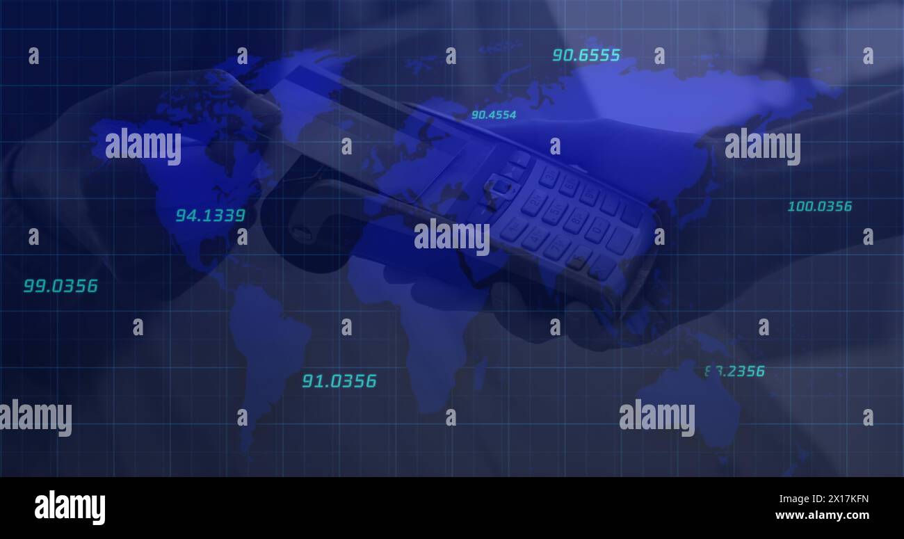 Image of statistics and data processing on grey background Stock Photo ...