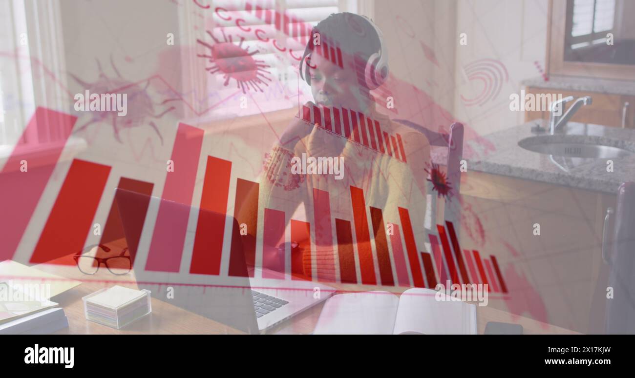 Image of statistics and data processing on grey background Stock Photo ...